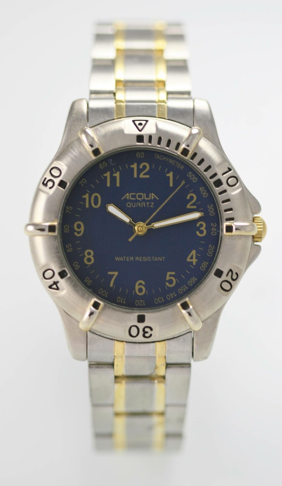 Acqua Men Watch Stainless Silver Gold Steel Water Resistant Battery ...