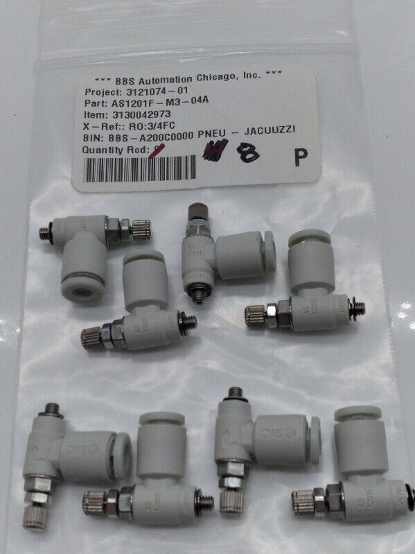 NEW SMC AS1201F-M3-04A Connector Speed Regulation Throttle Valve Lot of ...