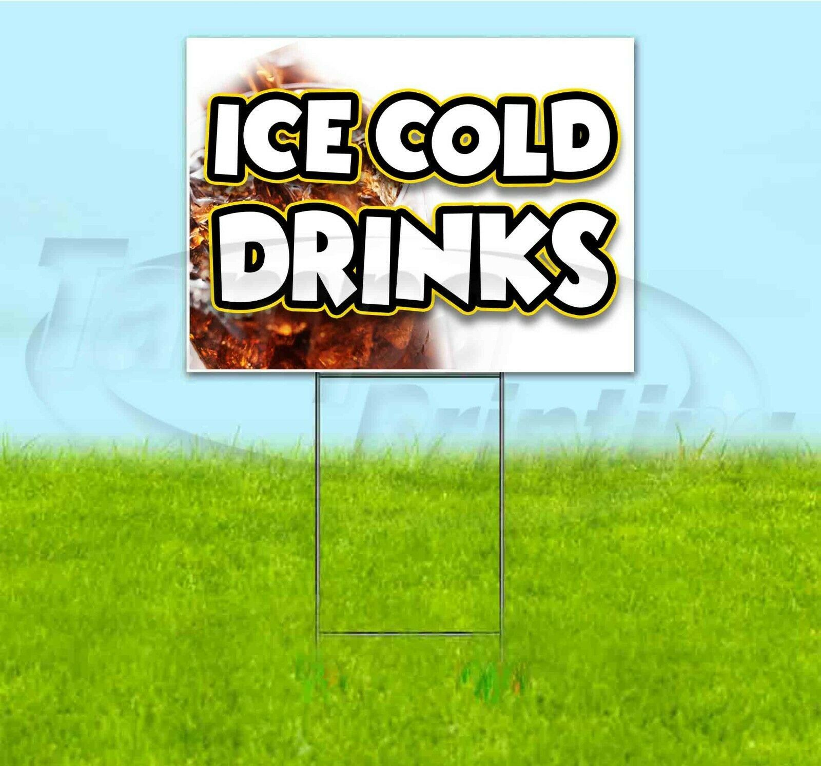 ICE COLD DRINKS 18x24 Yard Sign WITH STAKE Corrugated Bandit USA ...