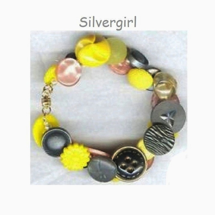 Vintage Button Charm Bracelet Yellow Peach Grays - Handcrafted ...