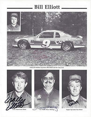 4X AUTOGRAPHED Bill Elliott/Harry Melling/Ernie Elliott/Dan Elliott (#9 ...