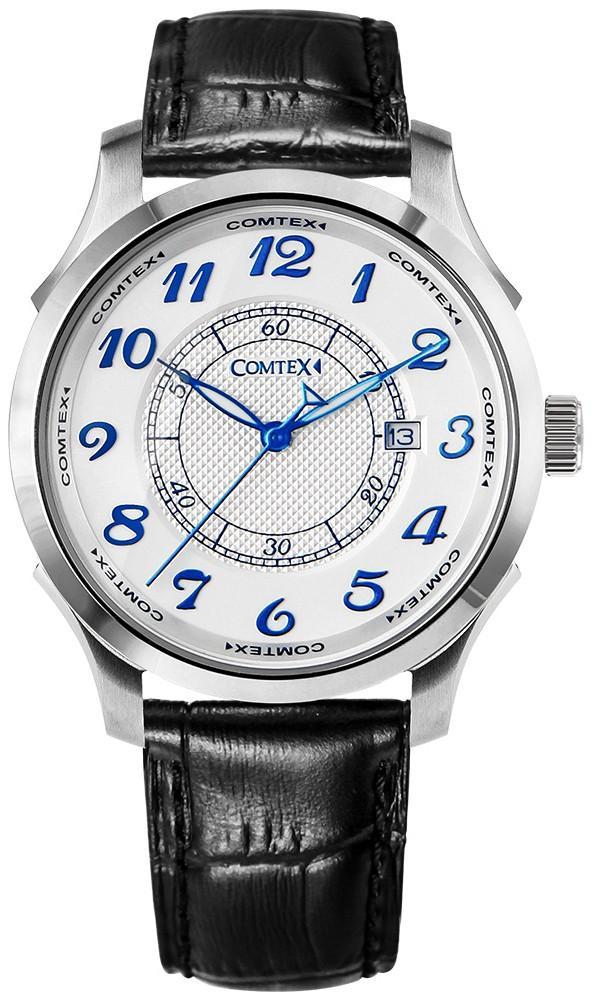 COMTEX Men's Watch Stainless Case with Simple Leather Strap Large ...