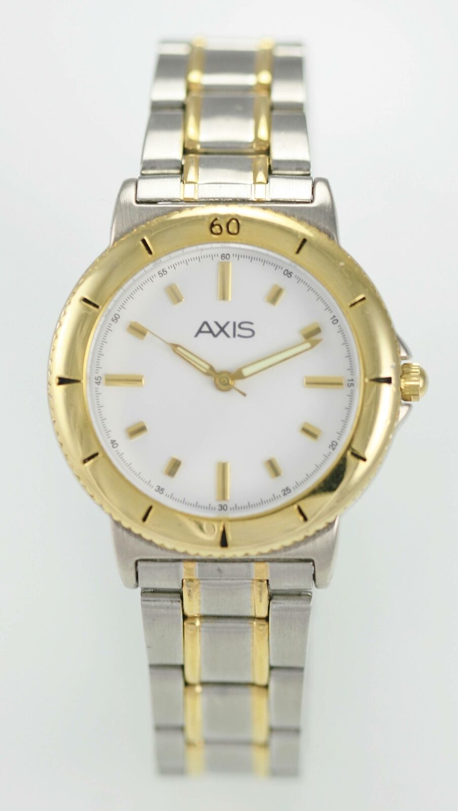 Axis Mens Watch White Stainless Steel Silver Gold Water Resistant ...