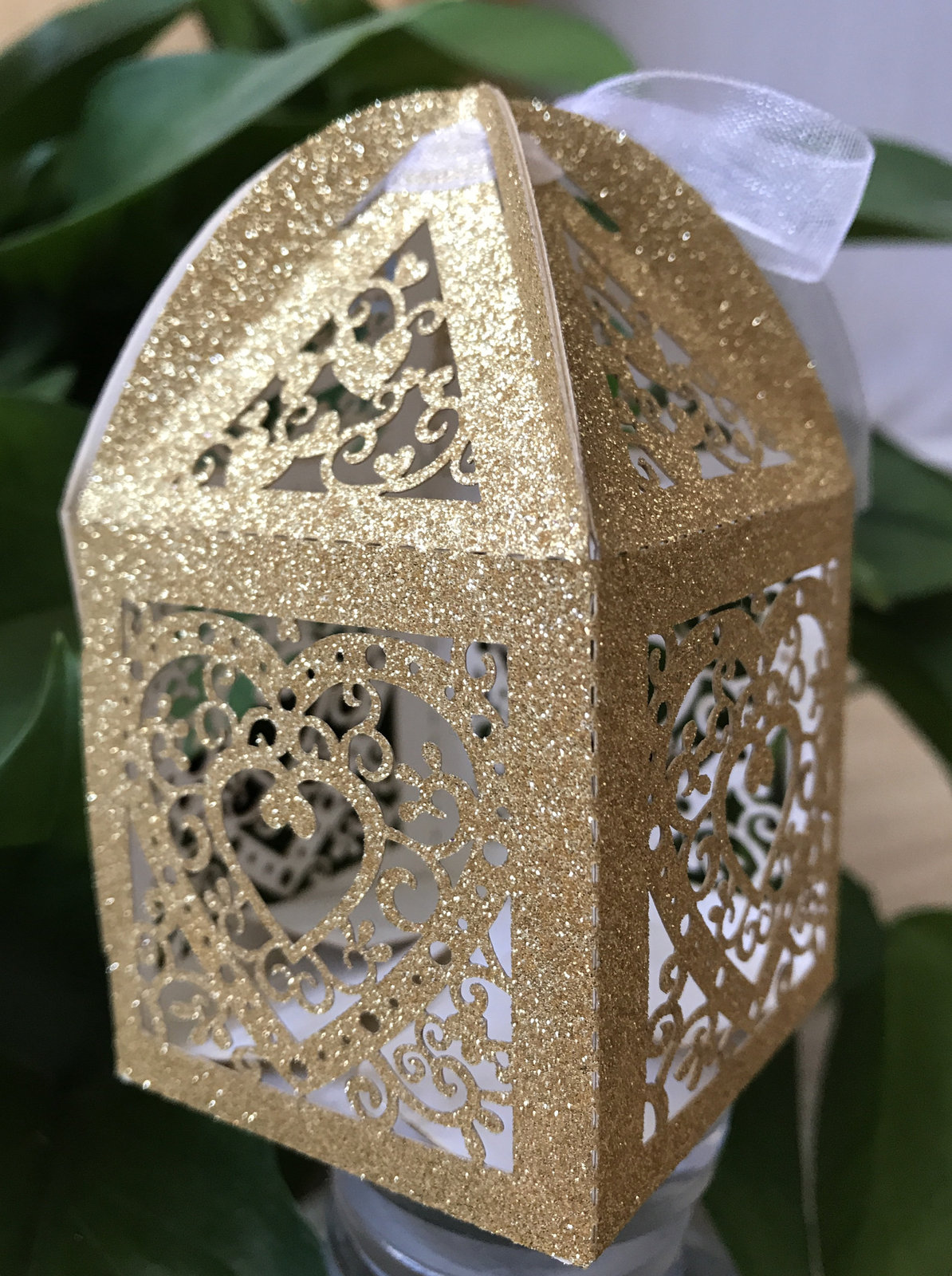 100pcs Glitter Paper Laser Cut Wedding Gift Boxes,Favor Box for Party ...