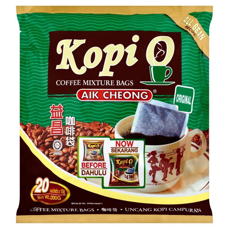 AIK CHEONG KOPI O MALAYSIA COFFEE MIXTURE BAGS 20 X 10G (200G) - Ground ...