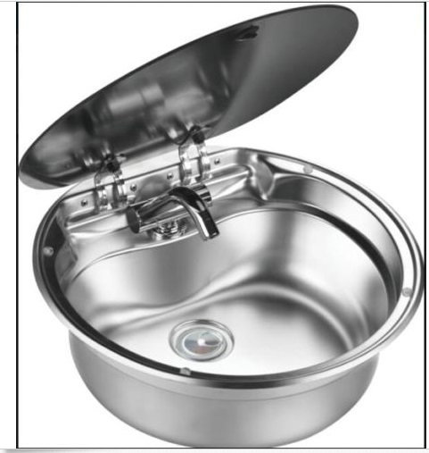 Boat RV Caravan Round Stainless Steel Hand Wash Basin Sink with Glass ...