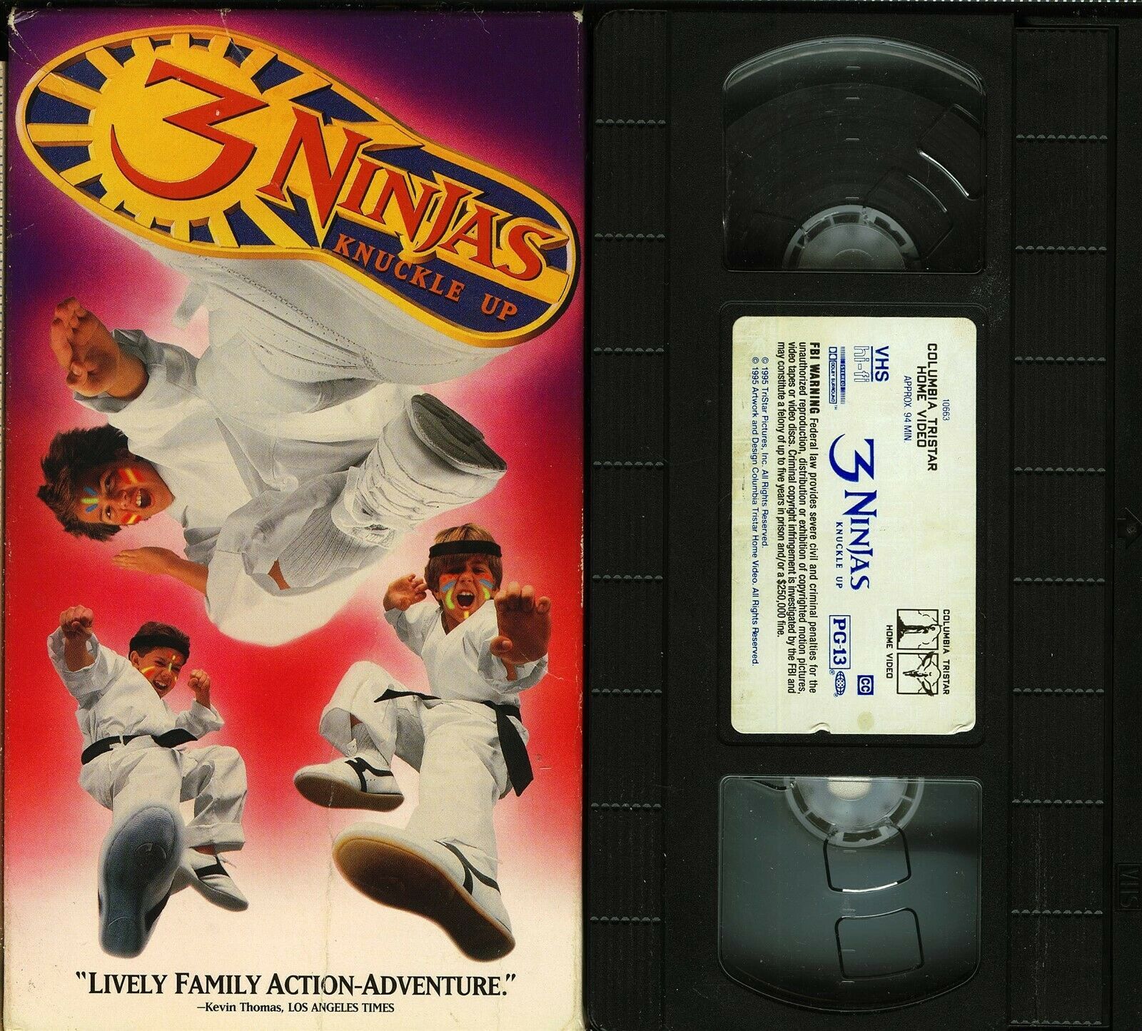 3 NINJAS KNUCKLE UP VHS CRYSTAL LIGHTING COLUMBIA VIDEO TESTED - VHS Tapes
