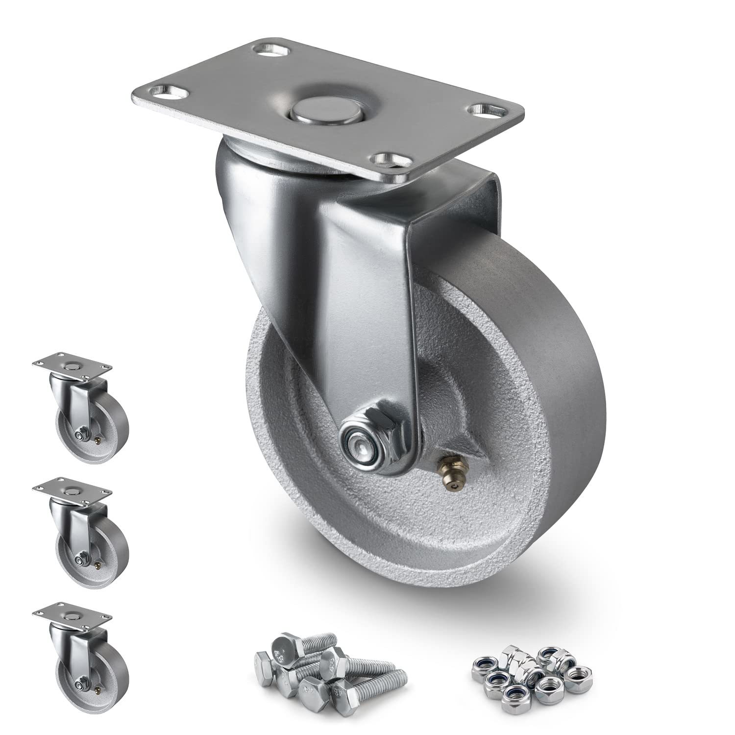 4 inch Indutstrial Casters- Semi Steel Cast Iron Swivel Casters, Heavy ...