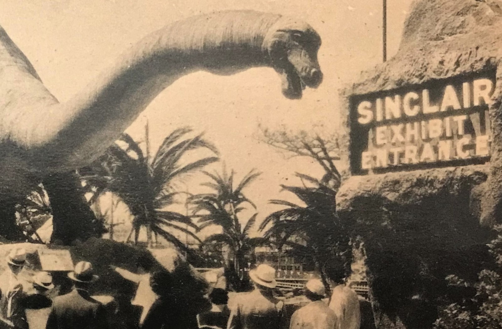 1934 Postcard - World's Fair Sinclair Dinosaur Exhibit - Exposition