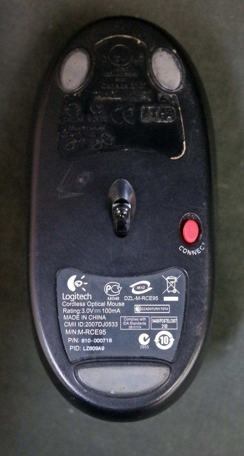 Logitech Cordless Optical Mouse Black Model M-RCE95 with Receiver ...