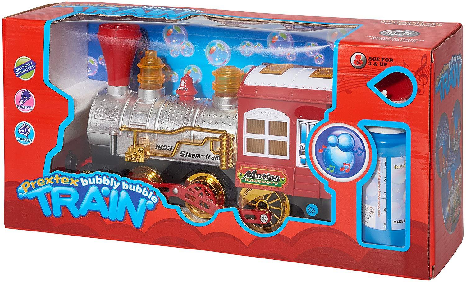 Prextex Bubble Bump ‘n’ Go Train with Lights Sounds and Action Includes ...