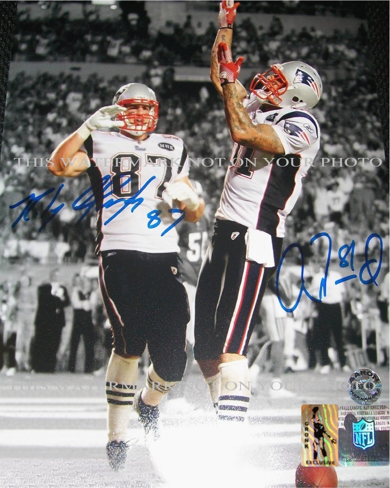ROB GRONKOWSKI AND AARON HERNANDEZ SIGNED AUTOGRAPH 8x10 RP PHOTO NE ...