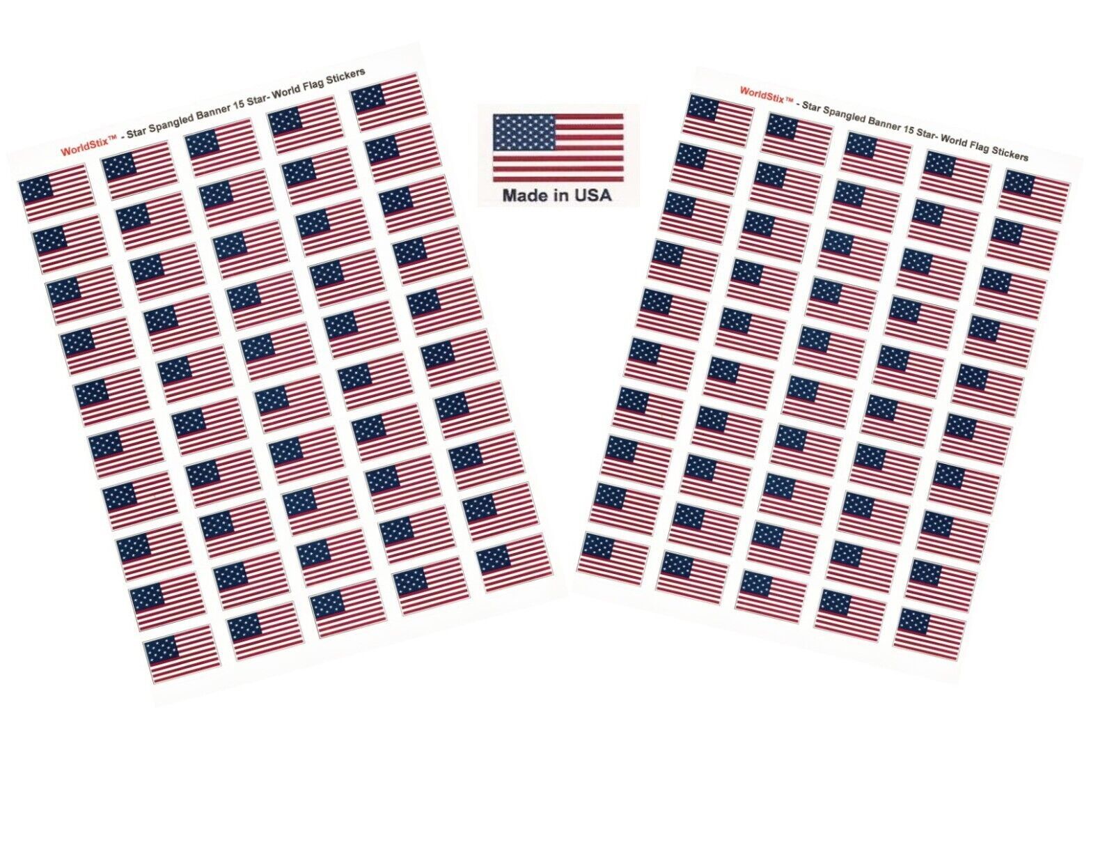 100, US 15 Star Flag Stickers; 1.5" x 1" Self Adhesive Flag Scrapbook ...