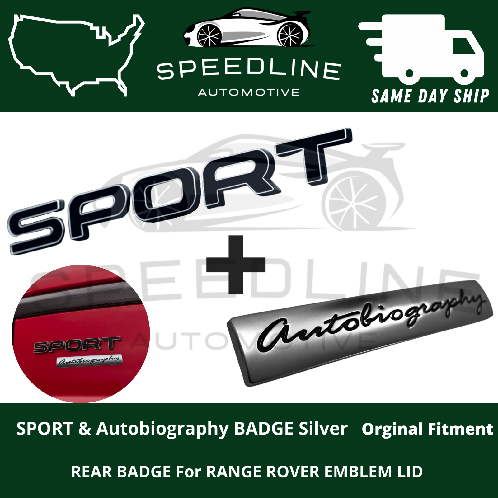 Range Rover Sport Autobiography Letter Car Tailgate Logo Black Emblem ...