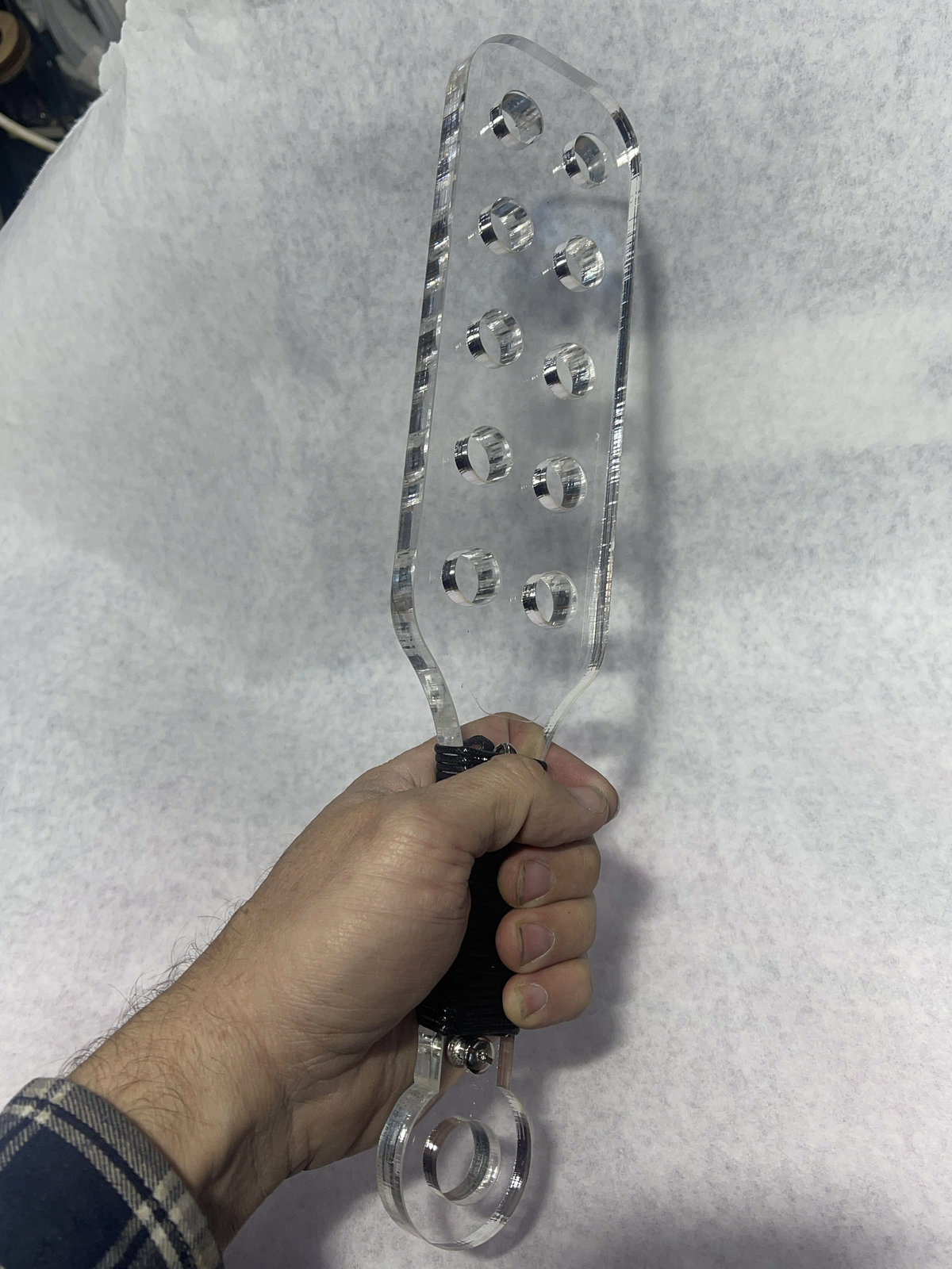 Clear acrylic spanking paddle w/ holes custom sub restraint BDSM ...