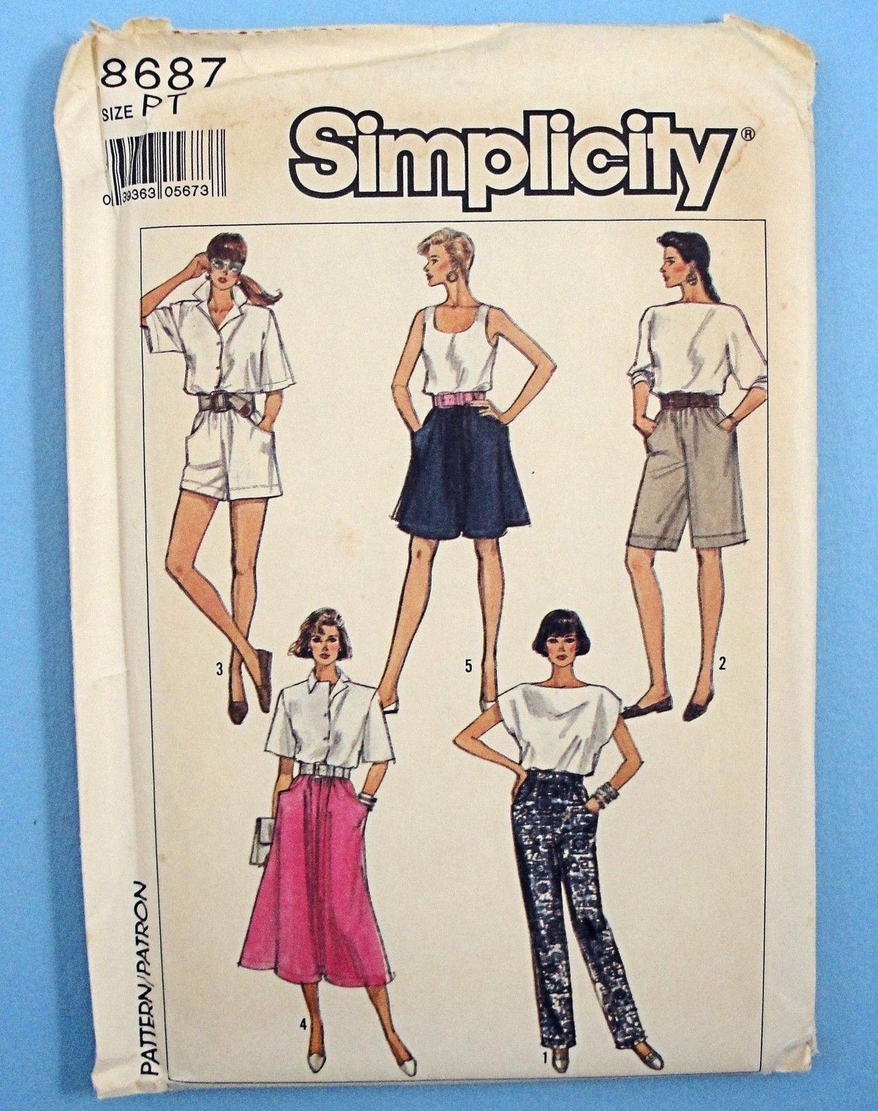 Simplicity 8687 Vintage 80's 1980's Skirt Shorts Pants Easy to Sew ...