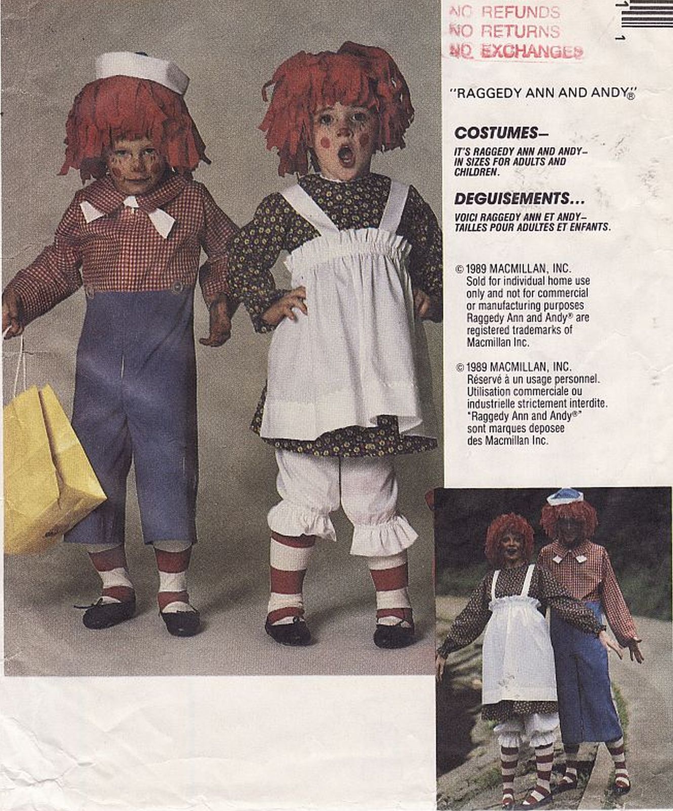 Misses Mens Teens Raggedy Ann Andy Halloween Costume Sew Pattern Adult ...