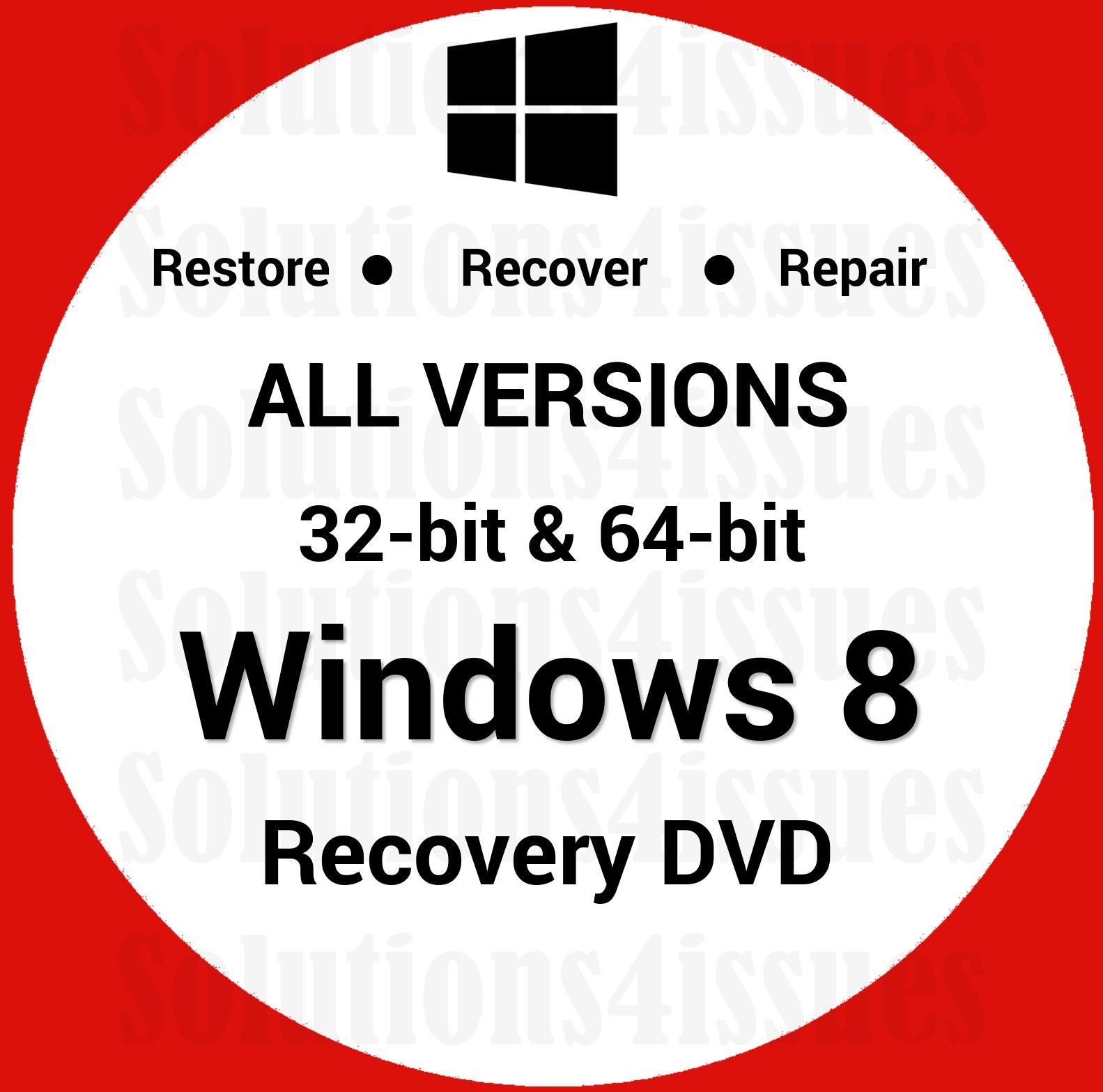 Windows 8 32/64 Bit Recovery Install Reinstall Boot Restore DVD Disc ...