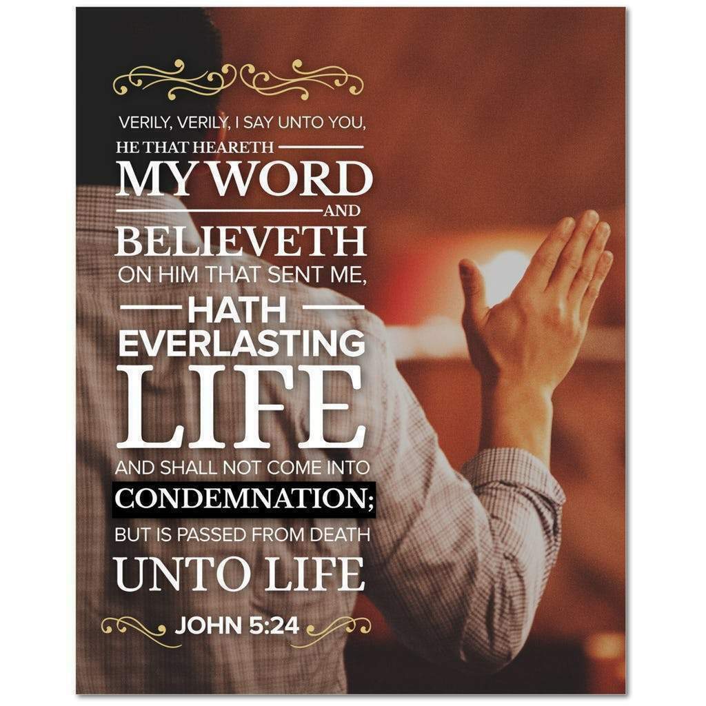 Everlasting John 5 24 Bible Verse Ready To Hang Stretched Canvas