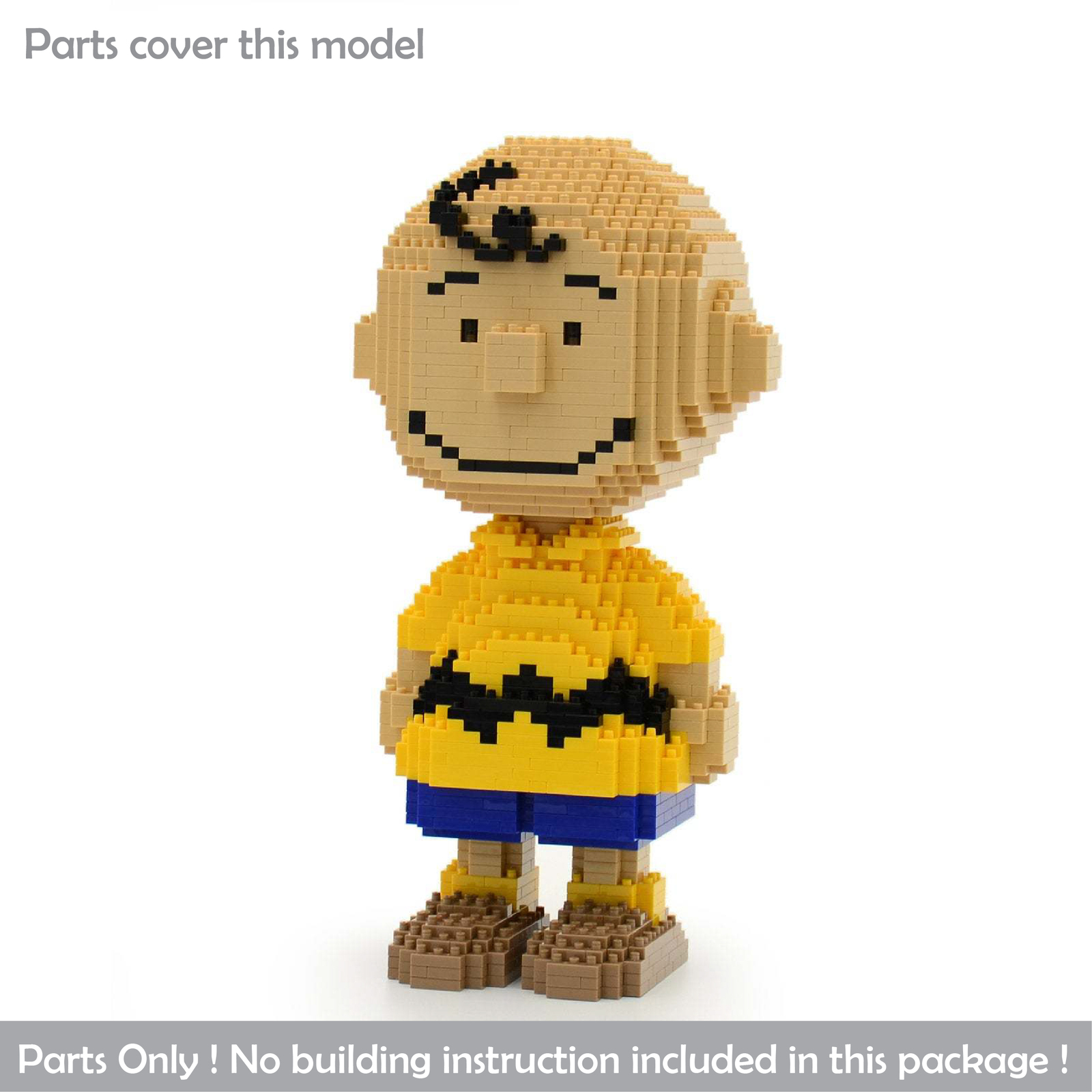 Charlie Brown (Peanuts) Brick Sculpture (JEKCA Lego Brick) DIY Kit ...