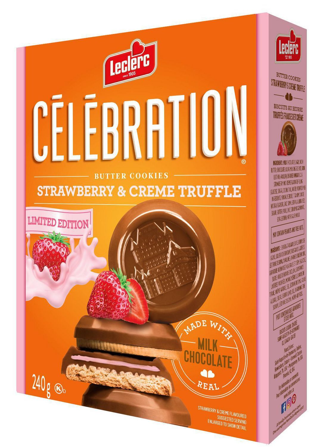 Leclerc Celebration Butter Cookies Strawberry & Creme Truffle 6 x 240g ...