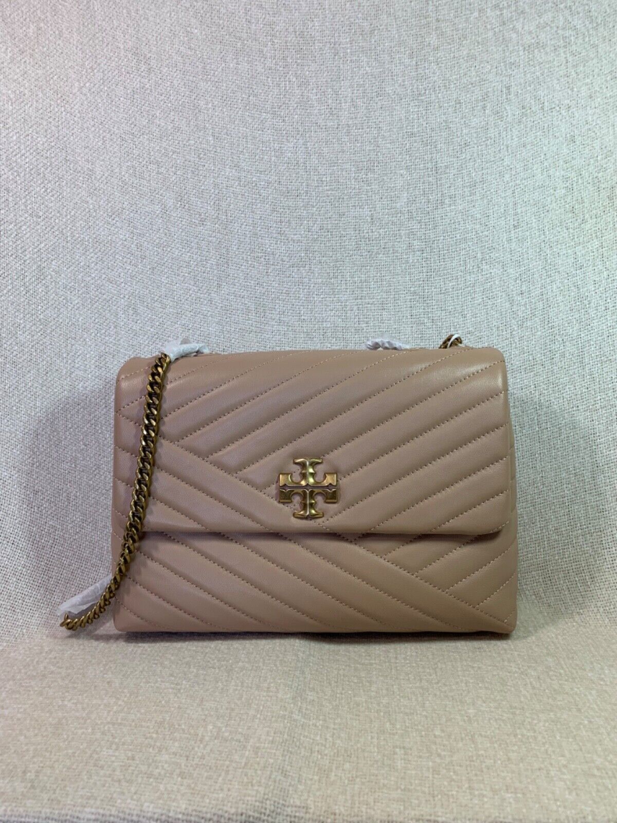 NEW Tory Burch Devon Sand Kira Chevron Convertible Shoulder Bag $598 ...