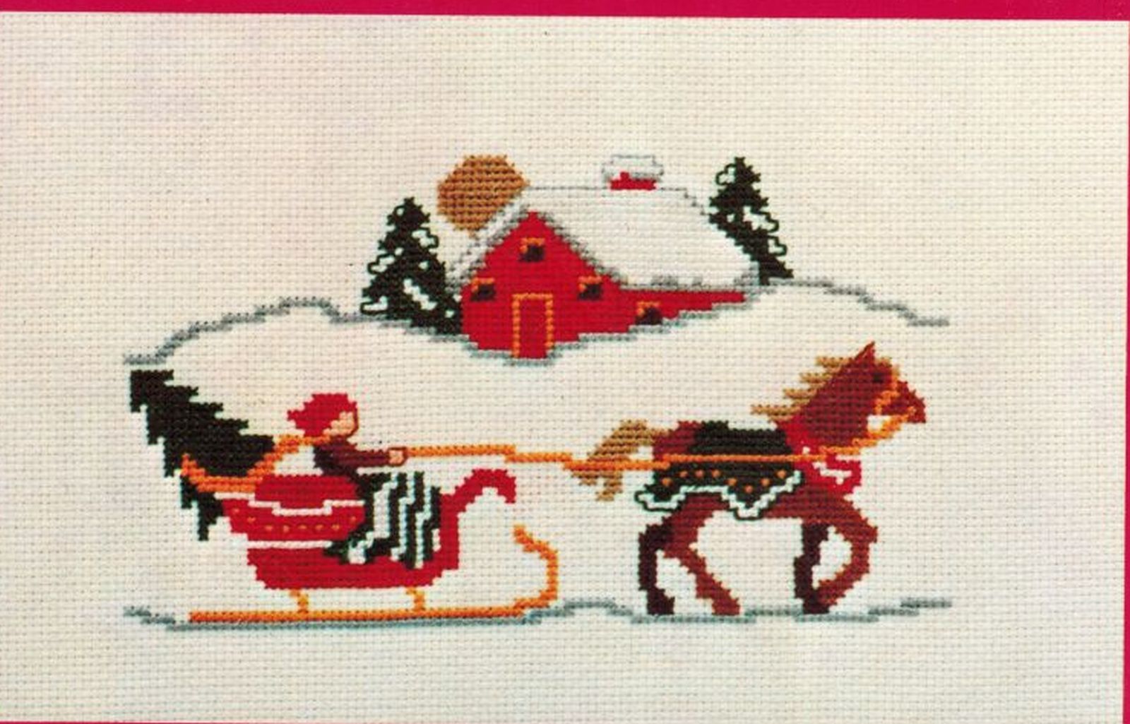 1981 Cross Stitch Iron-On Christmas Transfers Santa Skater Stocking ...