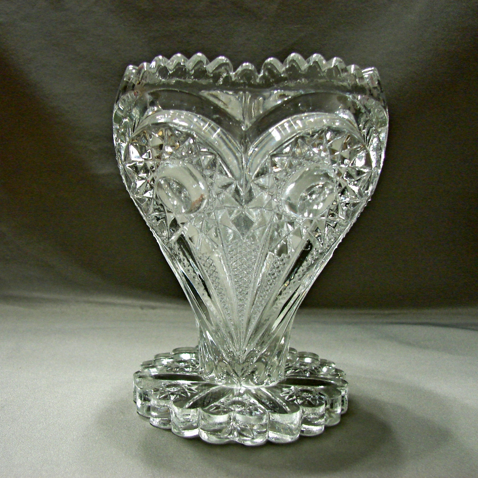 EAPG Zippered Heart Glass Vase, Antique and 39 similar items