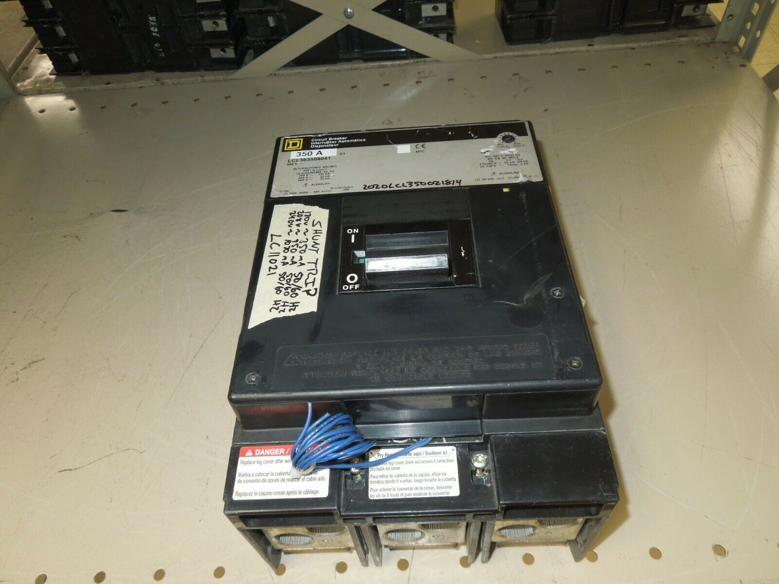 Square D LCL363508041 Breaker 350A 3P 600V AC W/ 24V DC Shunt Trip ...