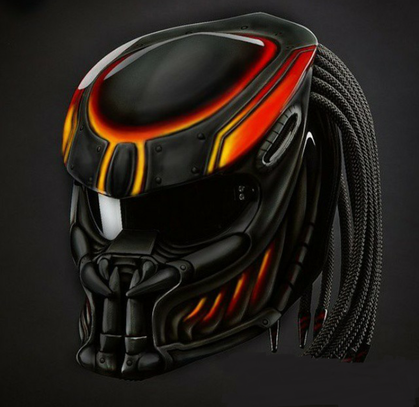 PREDATOR HELMET LAVA BLACK ORANGE FIRE (DOT & ECE CERTIFIED) - Helmets