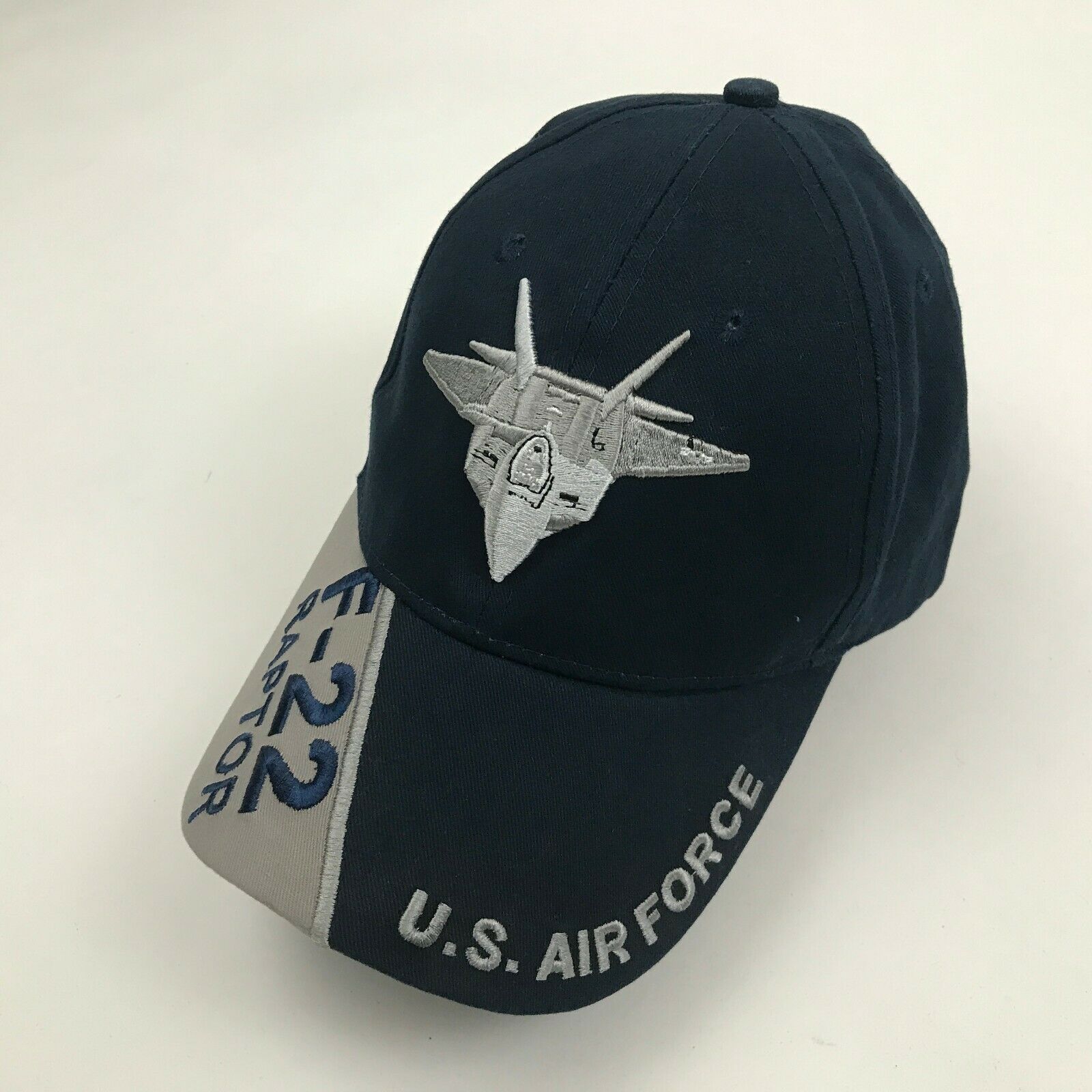 NEW U.S. Air Force F-22 Raptor Hat Cap Blue Gray Strapback Embroidered ...