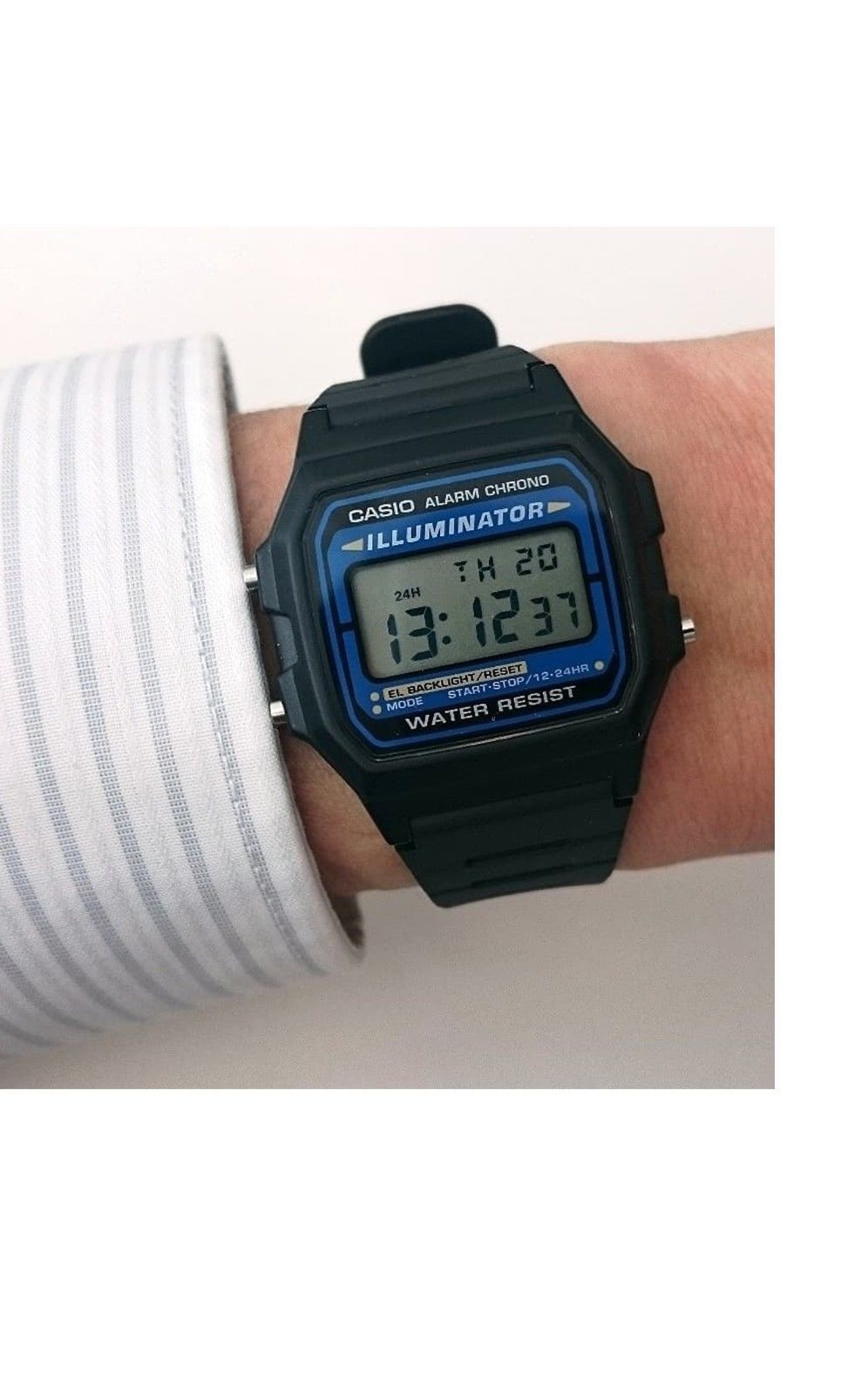 Casio F105W-1A Men's Resin Band Alarm Chrono Blue Light Digital Watch ...