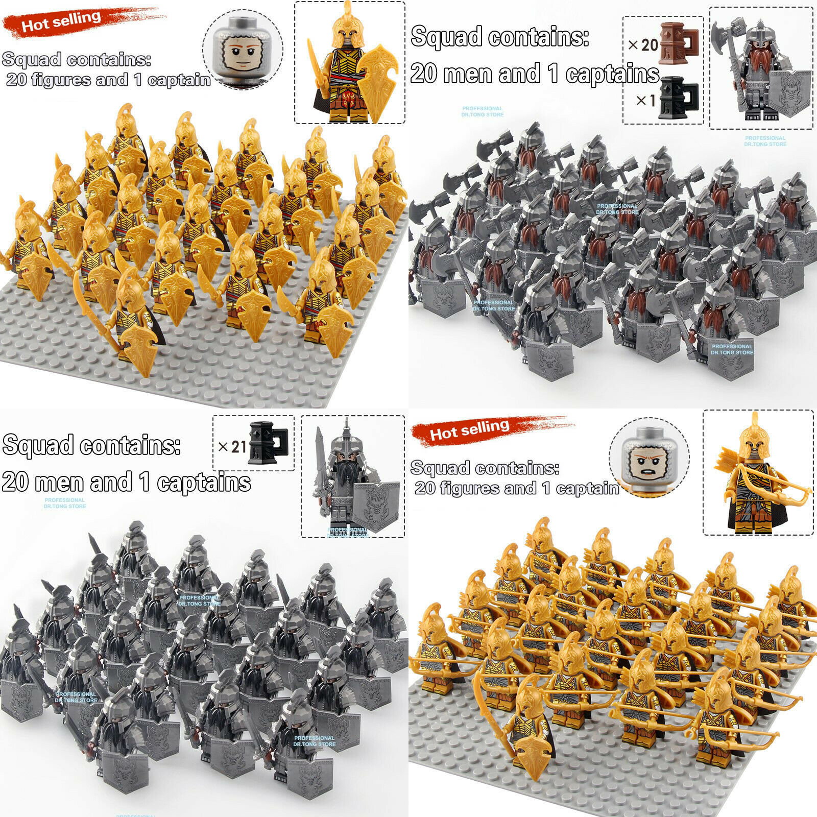 21Pcs/set Dwarves army Noldor Warriors The Hobbit Lord of the Rings ...