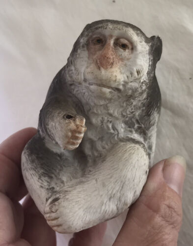 Antique Meiji Rare Japanese Porcelain Snow Monkey Figurine Anatomically ...
