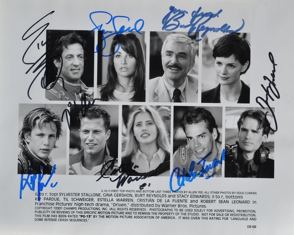 DRIVEN CAST SIGNED PHOTO X8 - Sylvester Stallone, Gina Gershon, Burt ...