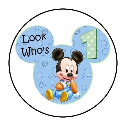 30 Baby Mickey Mouse 1st birthday party stickers labels favors first ...