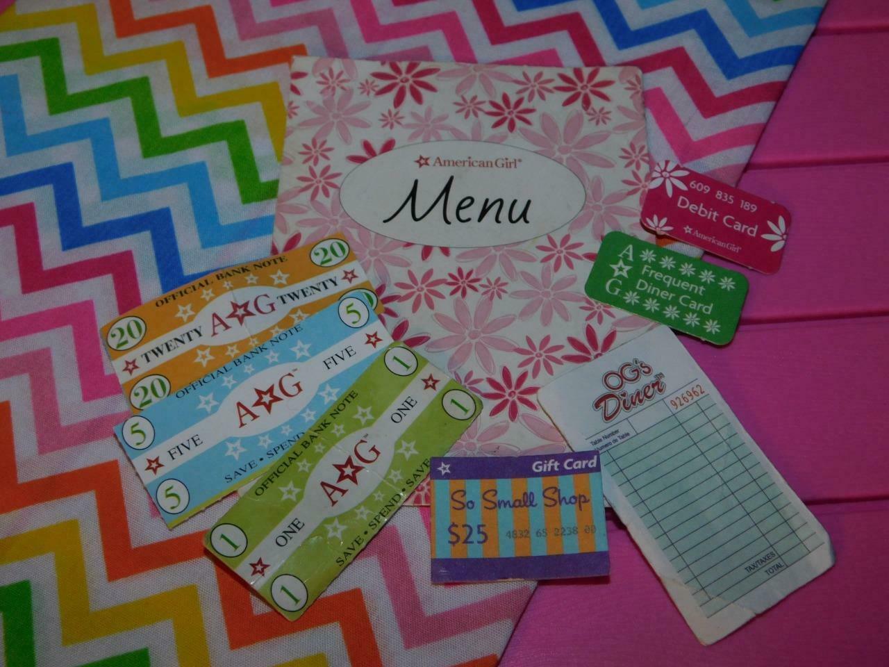 18" Doll American Girl Restaurant Menu, Bill, Debit Gift Cards, Play ...