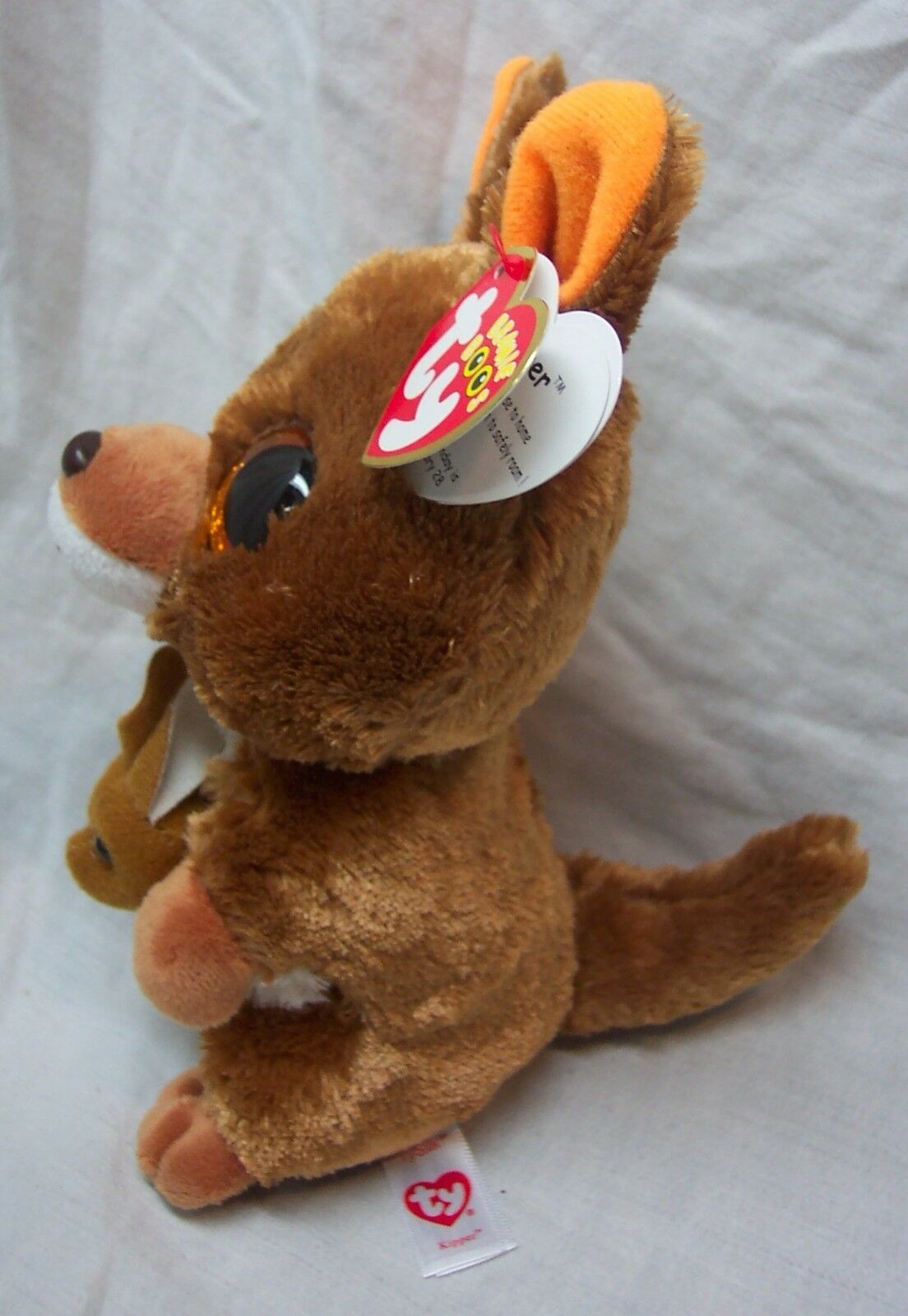 TY Beanie Boos BIG EYED KIPPER THE KANGAROO W/ BABY 7" Plush STUFFED ...