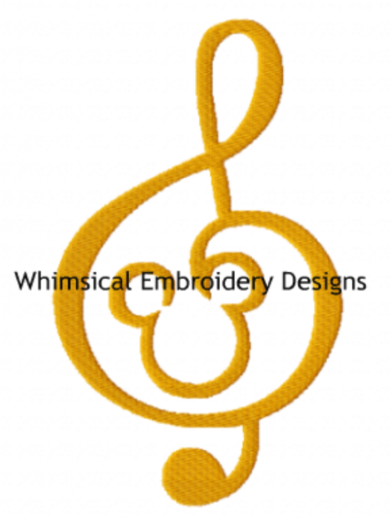 Mickey Mouse Music Note Machine Embroidery Filled Design INSTANT ...
