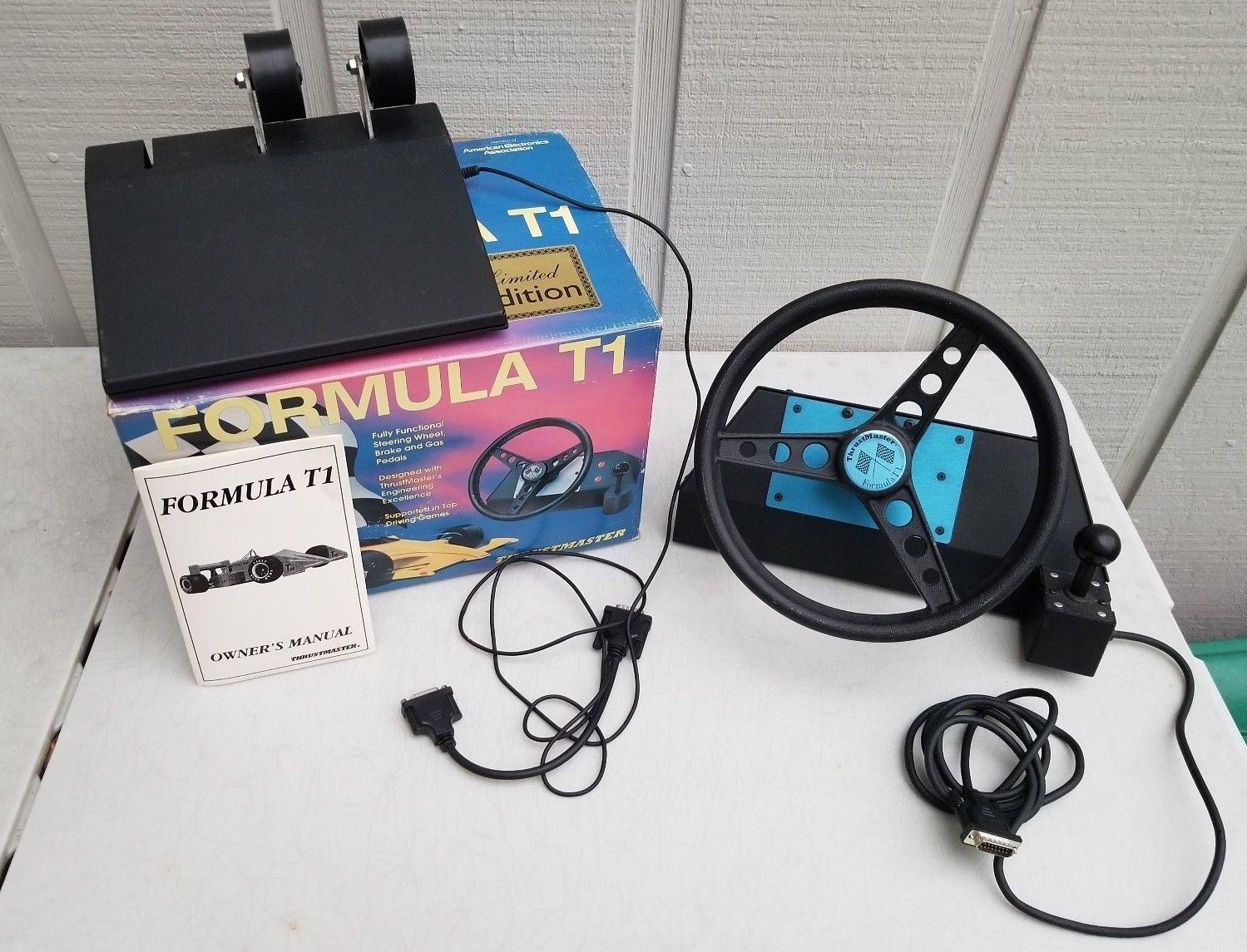 VINTAGE THRUSTMASTER FORMULA T1-Racing-Steering-Wheel-Pedal-PC Gaming ...
