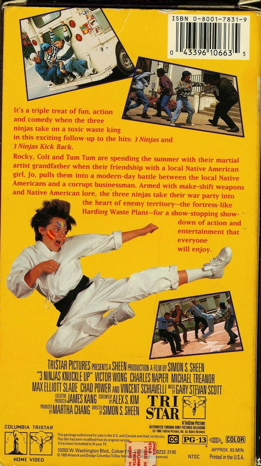 3 NINJAS KNUCKLE UP VHS CRYSTAL LIGHTING COLUMBIA VIDEO TESTED - VHS Tapes