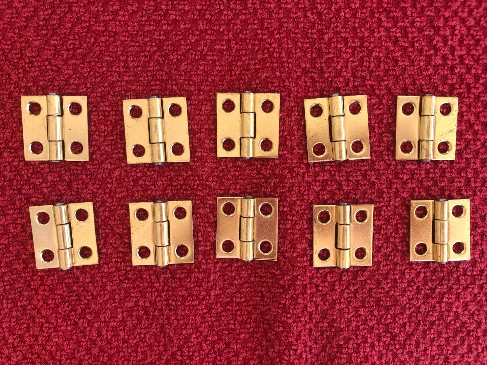 ~Brass Plated~Butt Hinge- (10 Hinge Lot) 1" x 1" square, W/ matching ...