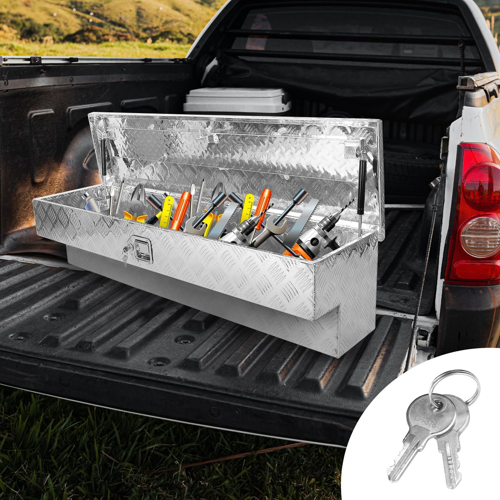 48 inch Heavy Duty Aluminum Side Mount Tool Box with Paddle Latch ...