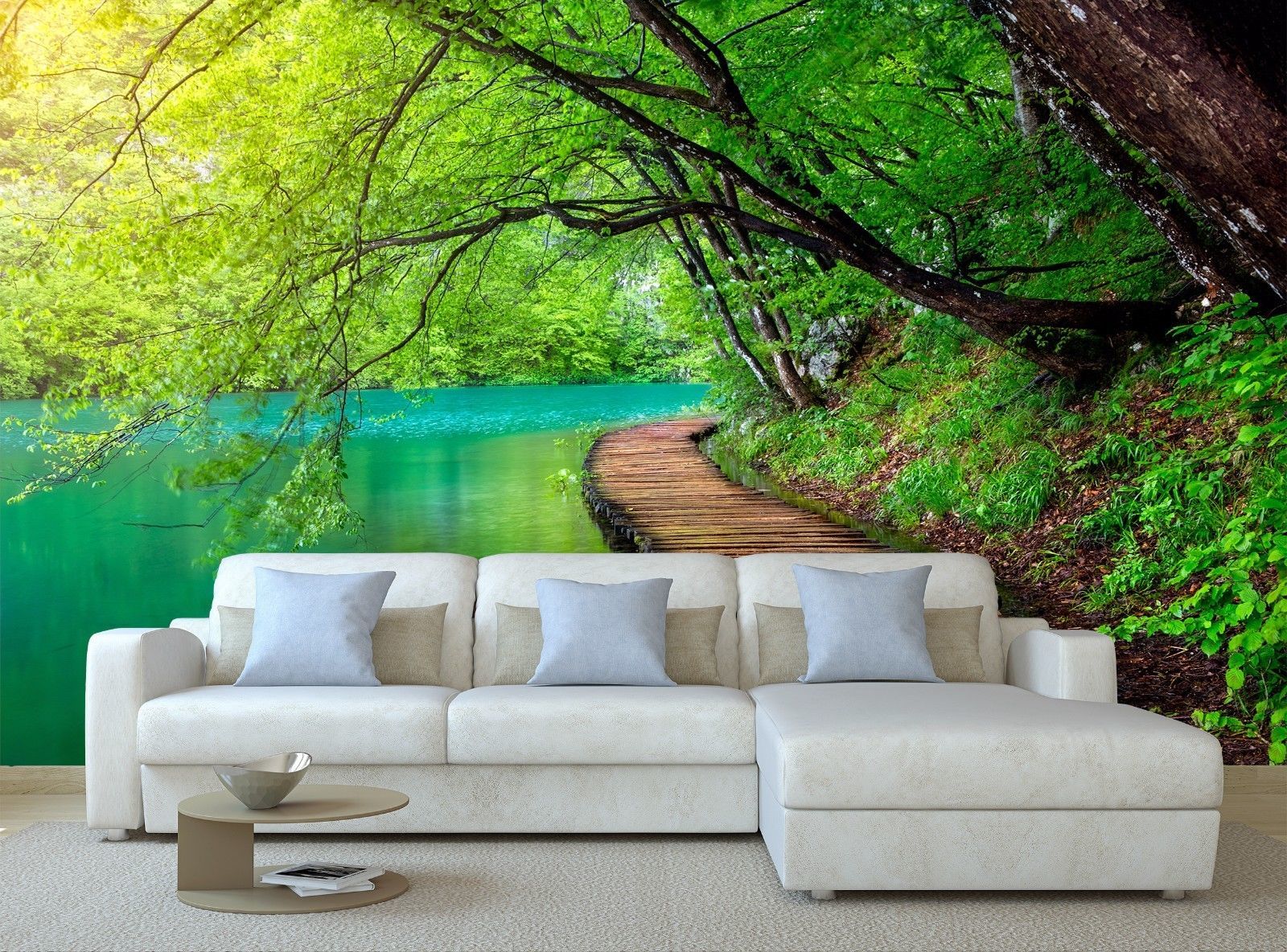 Forest Wall Mural Deep forest stream with crystal Wallpaper Mural Wall ...