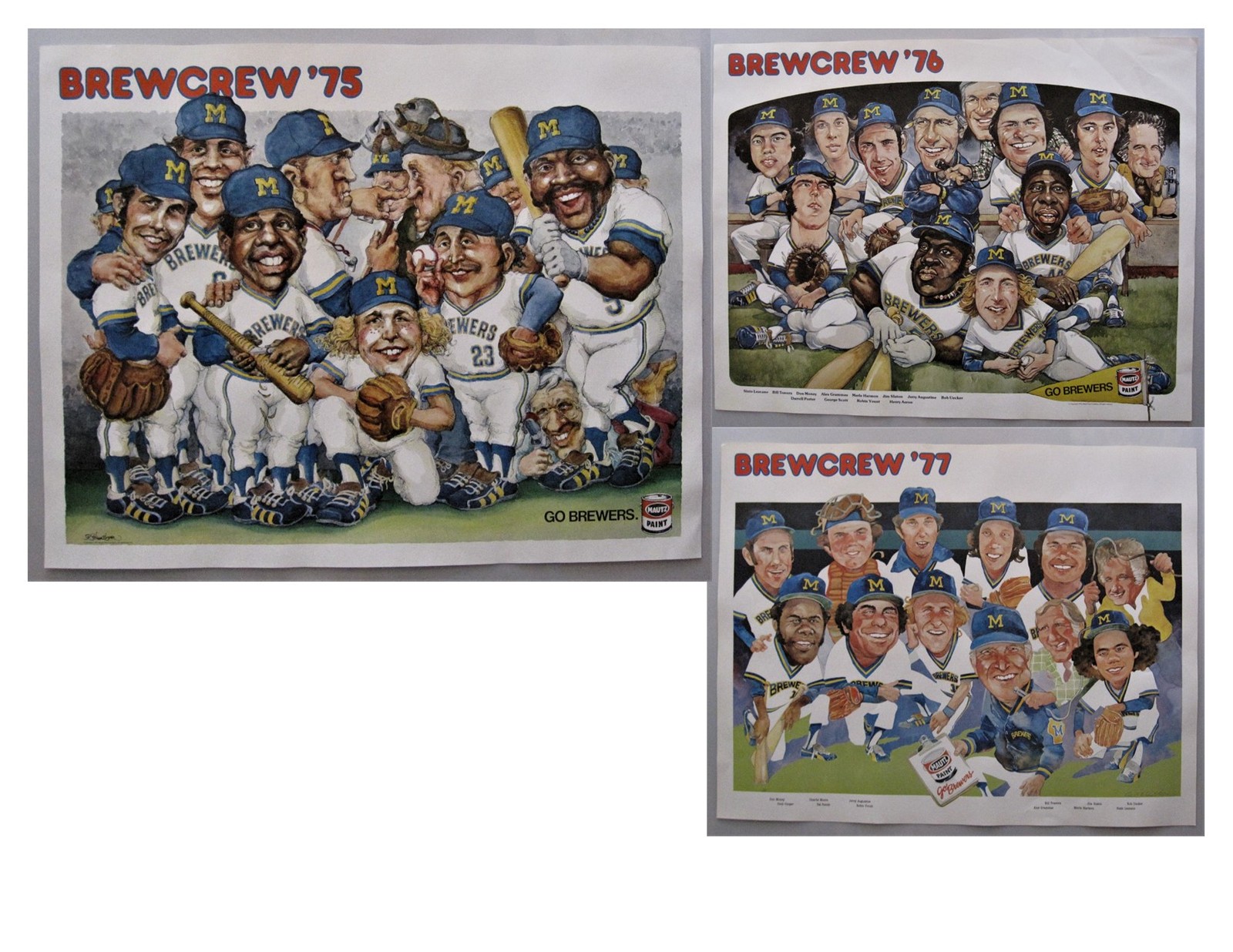 1975,1976 and 1977 Brewers 3 POSTERS Poster Rare from Mautz Paint ...