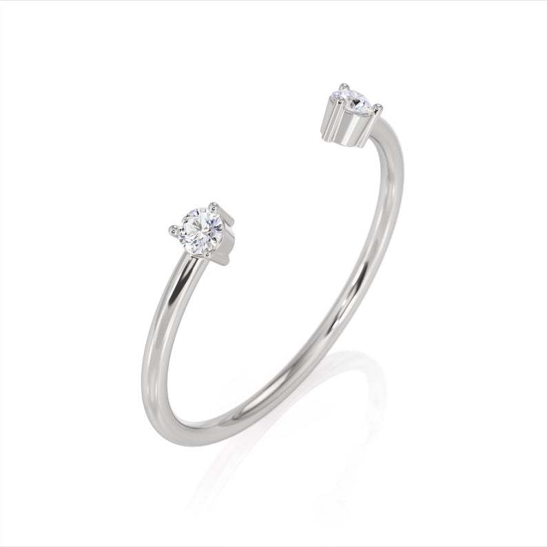 Beautiful Cuff Ring For Women 14k White Gold Finish 0.10 Ct Round Cut ...