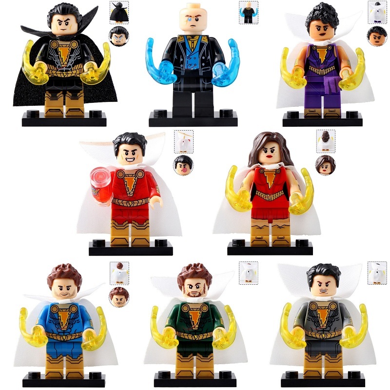 8pcs/set DC Shazam Family Freddy Freeman Pedro Black Adam Sivana Lego ...