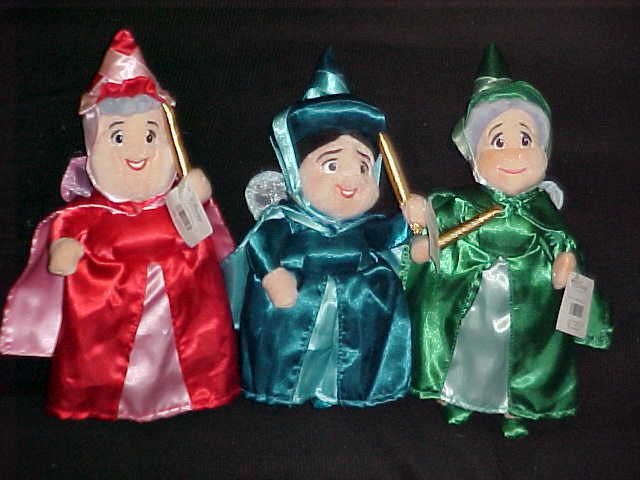DISNEY SLEEPING BEAUTY 3 FAIRIES PLUSH TOYS FLORA, FAUNA & MERRYWEATHER ...