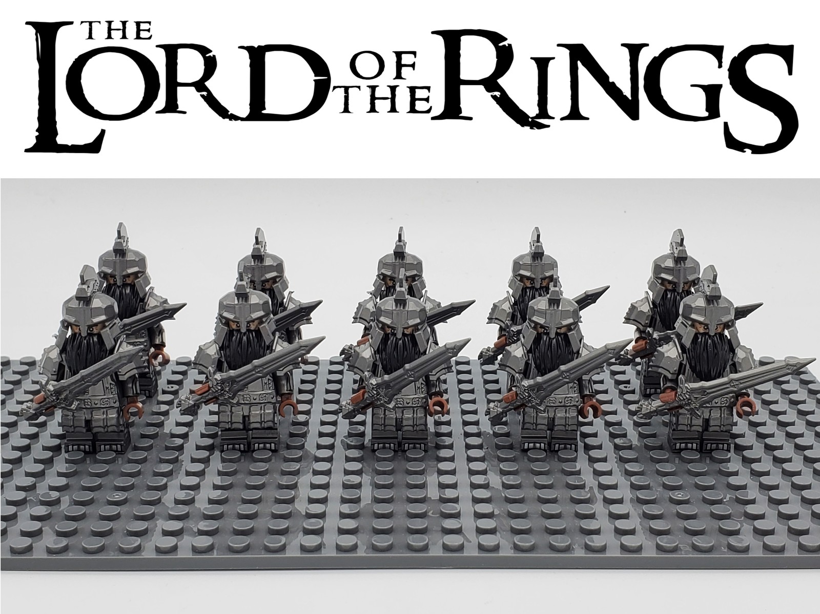 LOTR Dwarf Heavy Greatsword Infantry Army Set 10 Minifigures For Lego ...