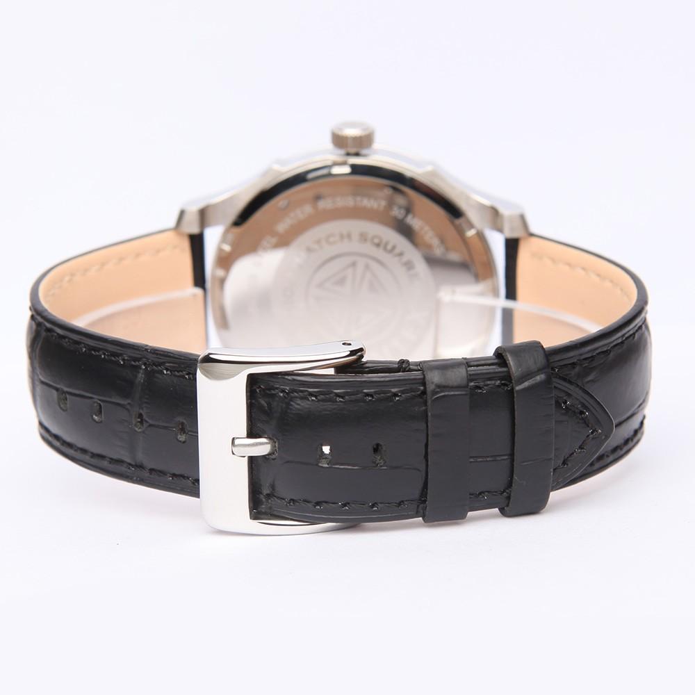 COMTEX Men's Watch Stainless Case with Simple Leather Strap Large ...